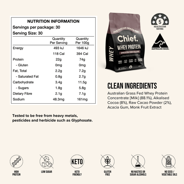 Chief Nutrition Whey Protein - Smooth Chocolate 900g